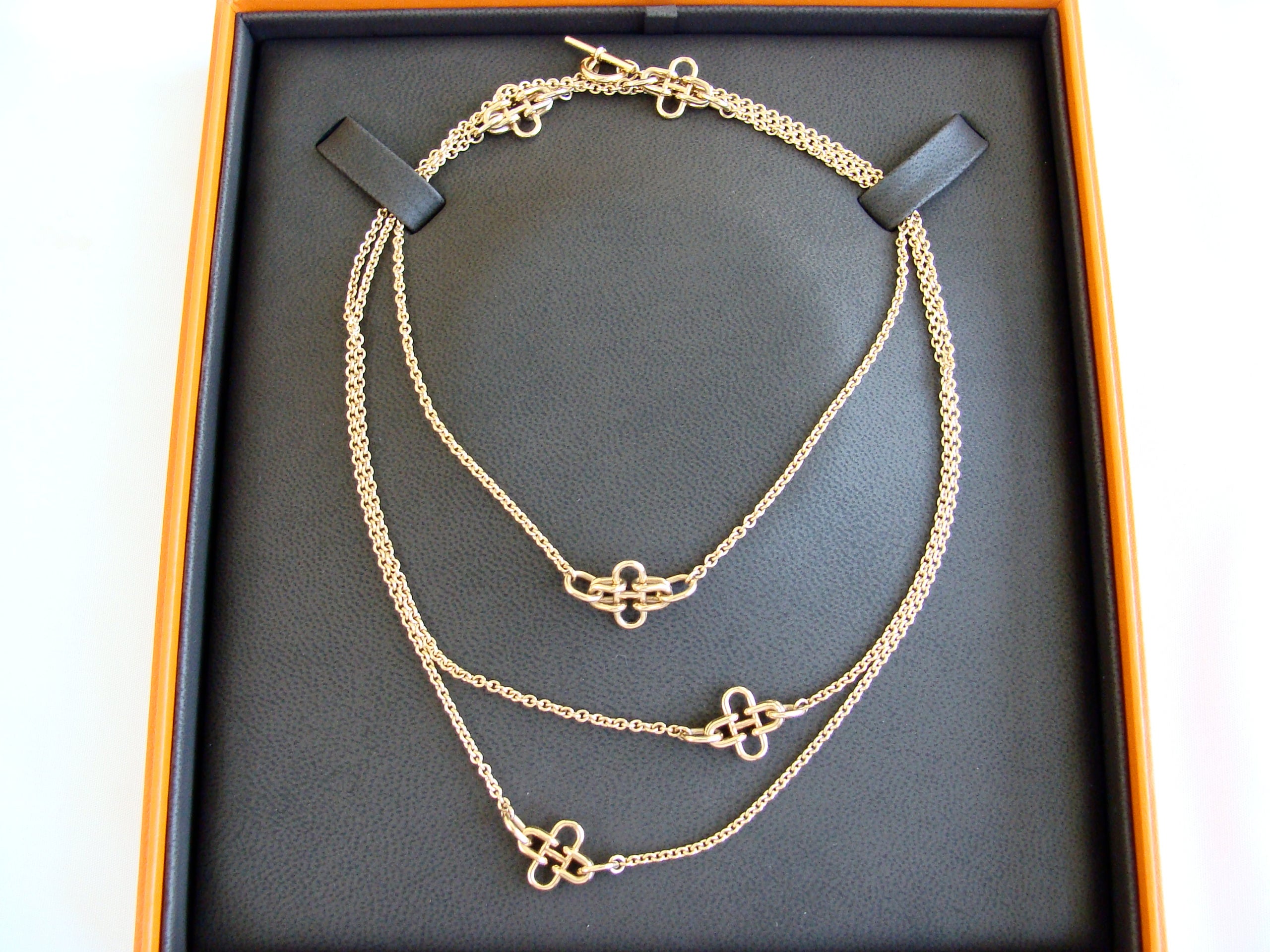 Hermes Rose De Mer Rose 18K Gold Necklace | loveallbags.com